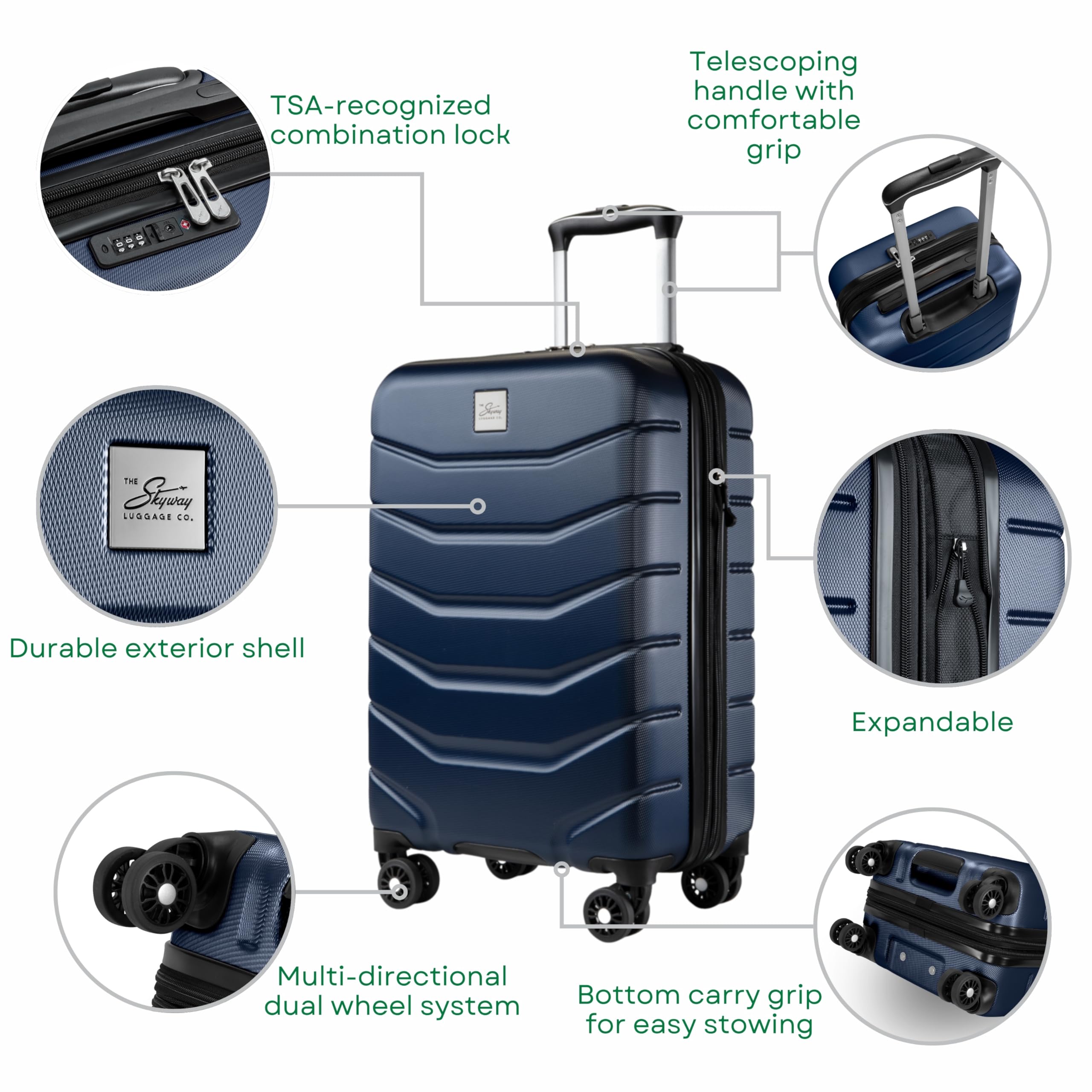 Skyway Silverton Hardside Expandable Luggage with TSA Lock, 28-inch La ...
